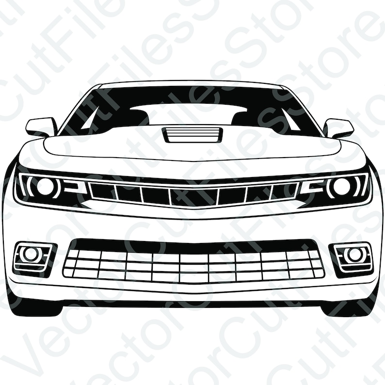 Chevrolet Camaro 2015 Front View Vector Cut File - Etsy