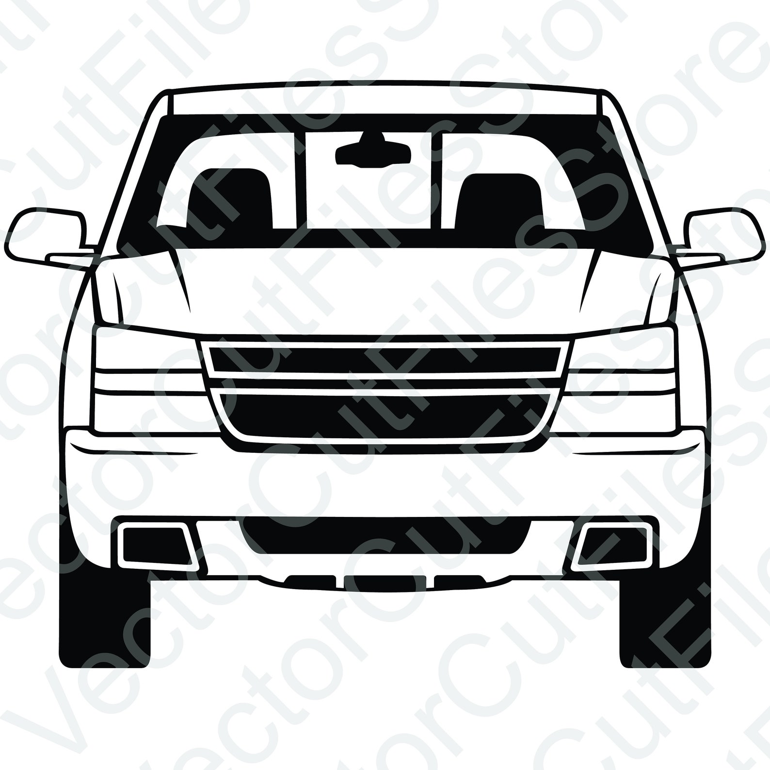 Chevrolet Silverado 2006 Front View Vector Cut File - Etsy
