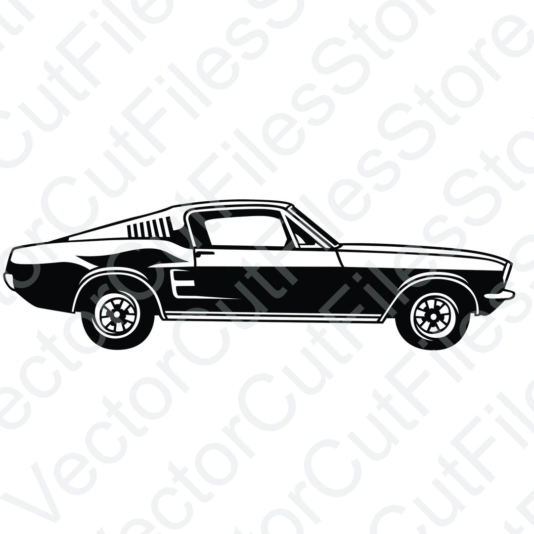 Ford Mustang 1967 GT Side View Vector Cut File - Etsy