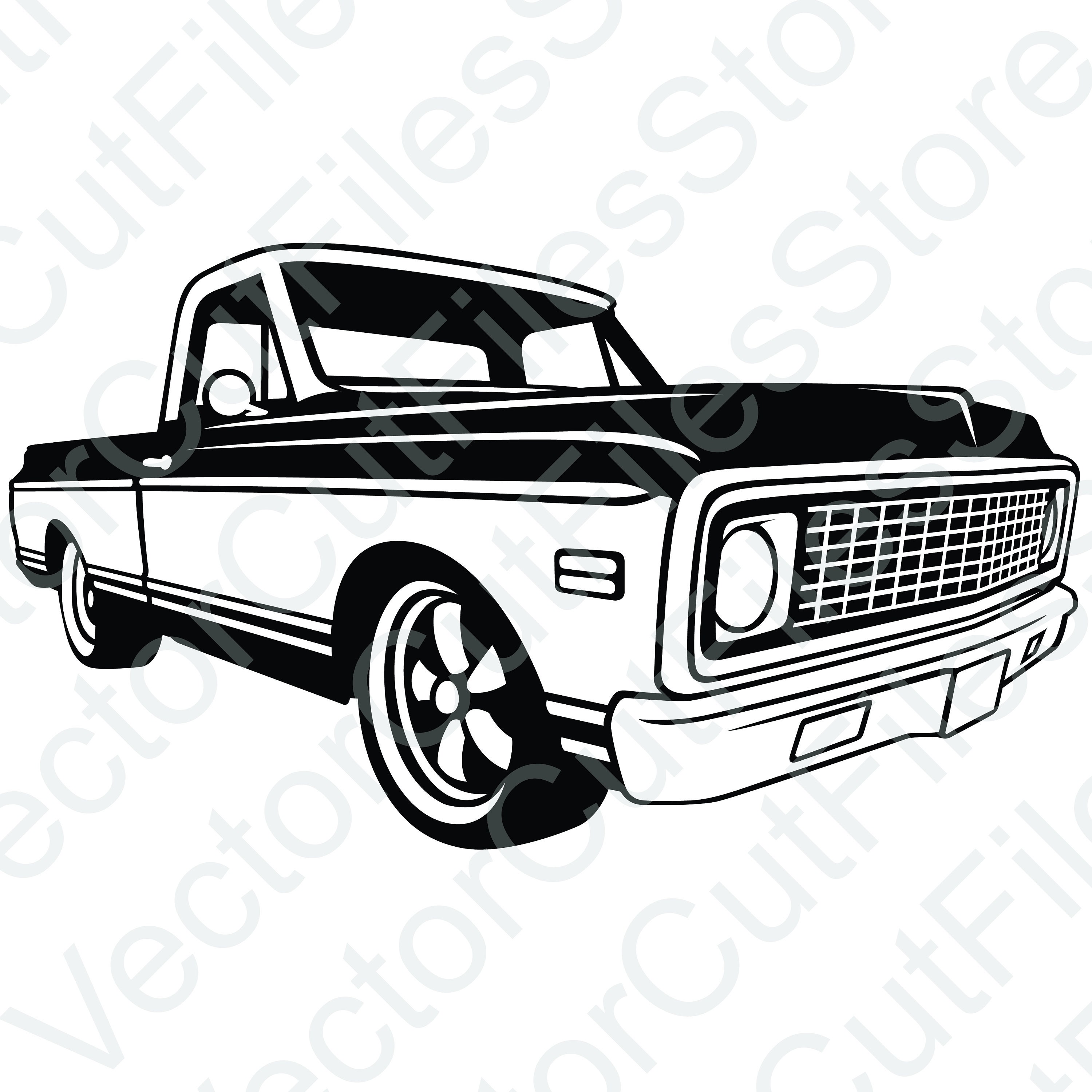 Chevrolet C10 1970 Fleetside Hotrod Angled View Vector Cut File - Etsy