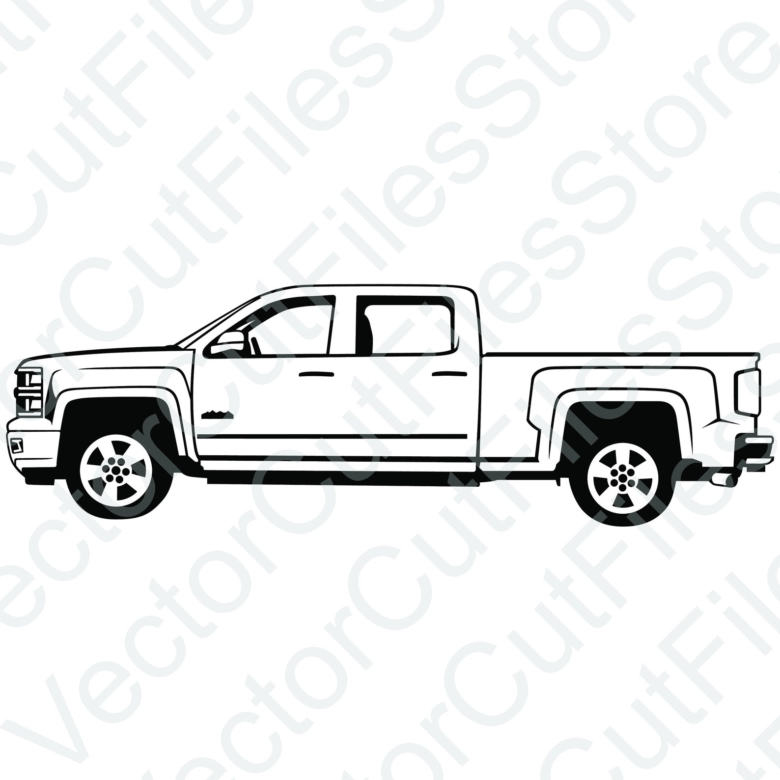 Chevrolet Silverado 2016 Side View Vector Cut File - Etsy