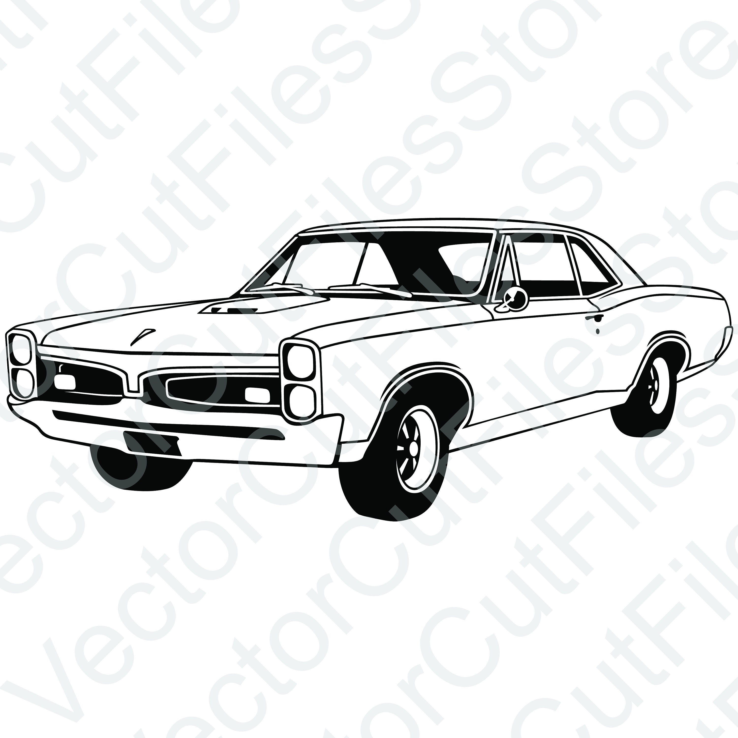 Pontiac GTO 1967 Angled View Vector Cut File - Etsy