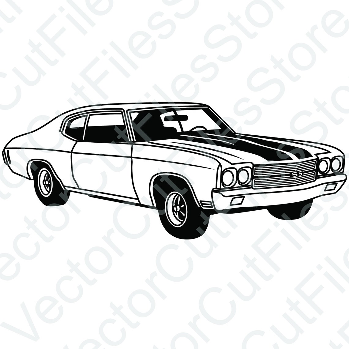 Chevrolet Chevelle SS 1970 Angled View Vector Cut File - Etsy