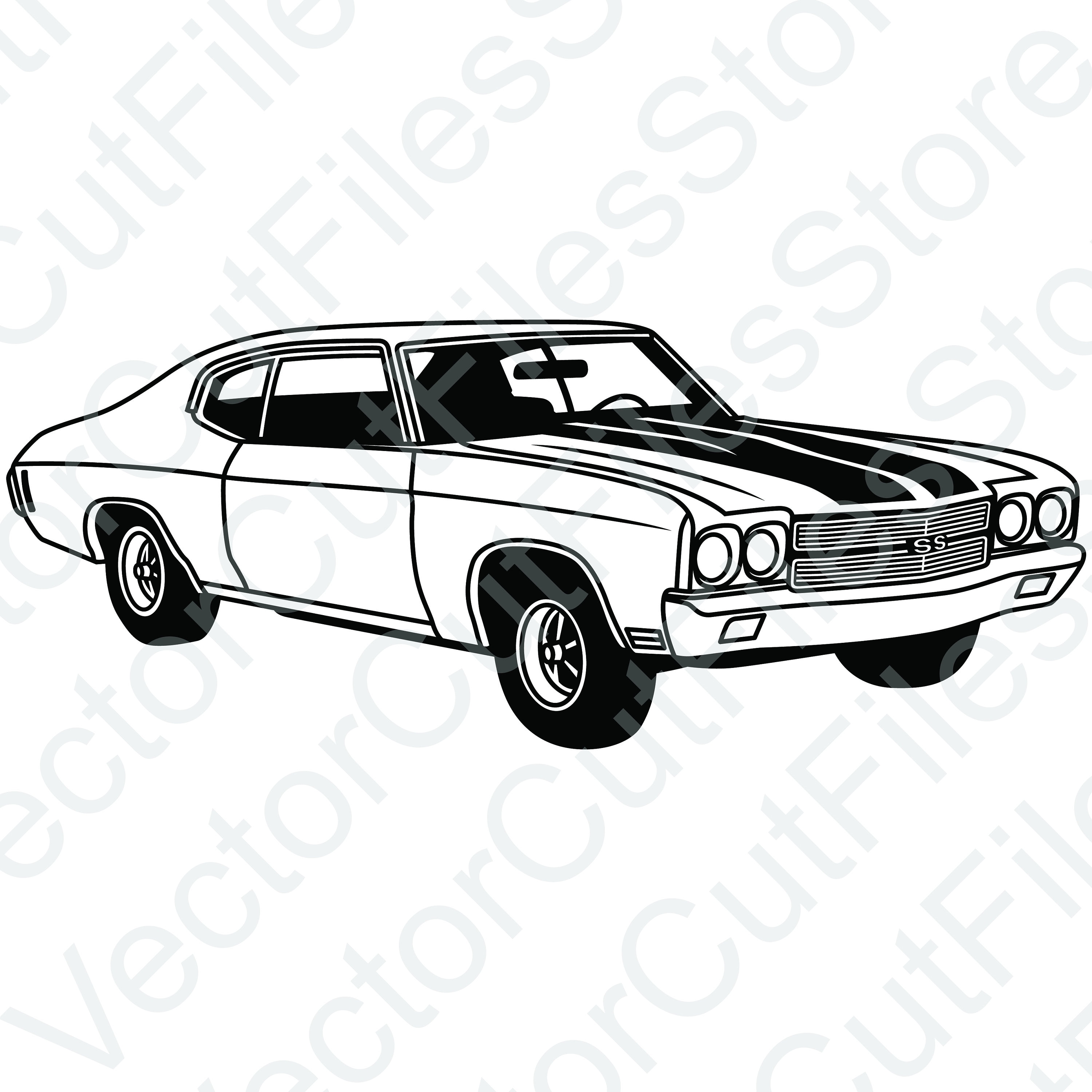 Chevrolet Chevelle SS 1970 Angled View Vector Cut File - Etsy