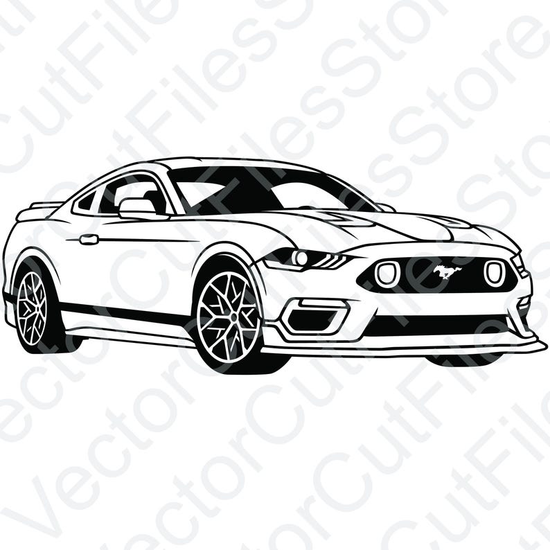 Ford Mustang 2021 Mach 1 Angled View Vector Cut File - Etsy