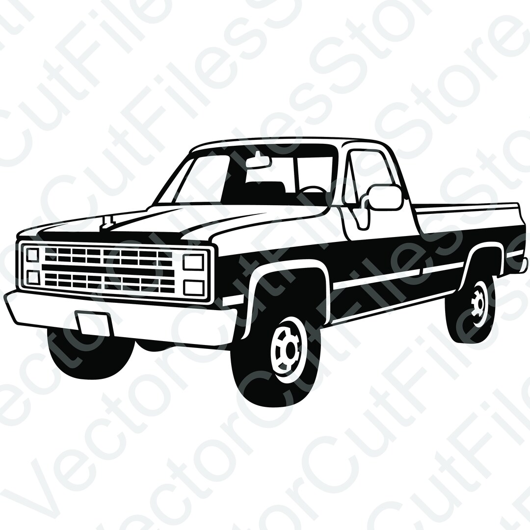 Chevrolet Silverado 1987 Angled View Vector Cut File - Etsy