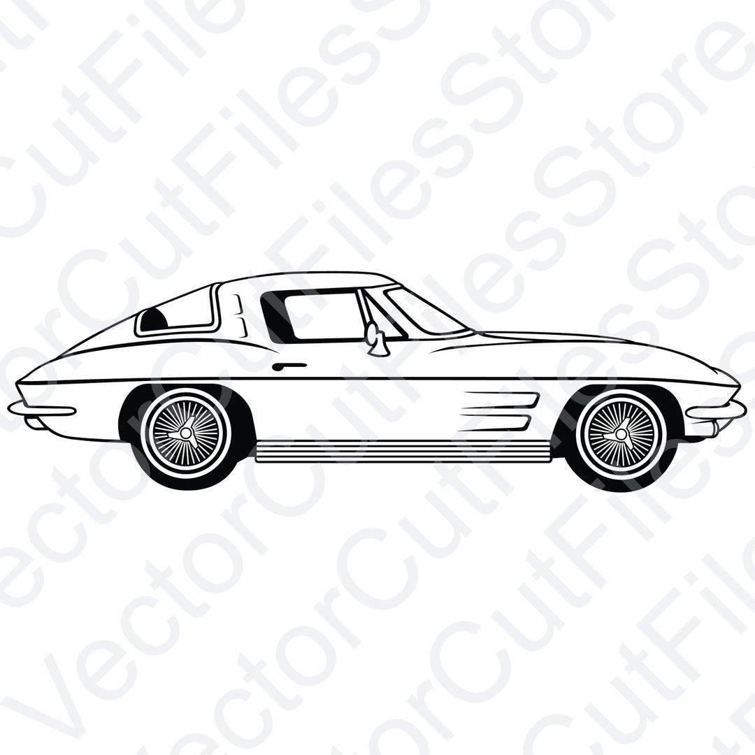 Chevrolet Corvette 1964 Side View Vector Cut File - Etsy