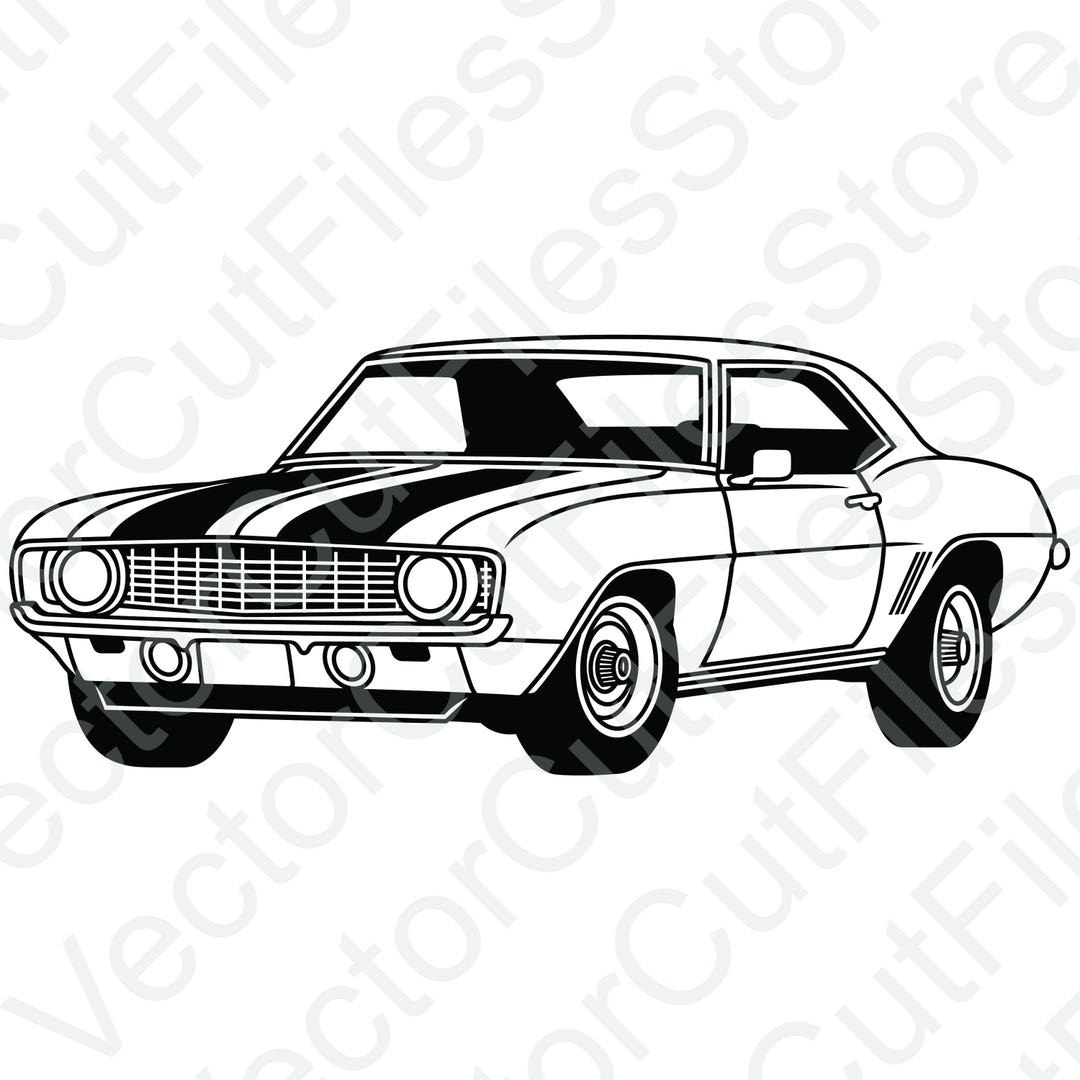 Chevrolet Camaro 1969 Z28 Angled View Vector Cut File - Etsy