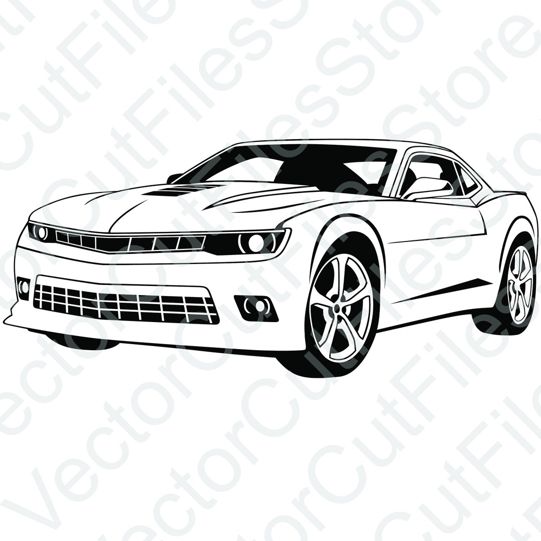 Chevrolet Camaro 2015 Angled View Vector Cut File - Etsy