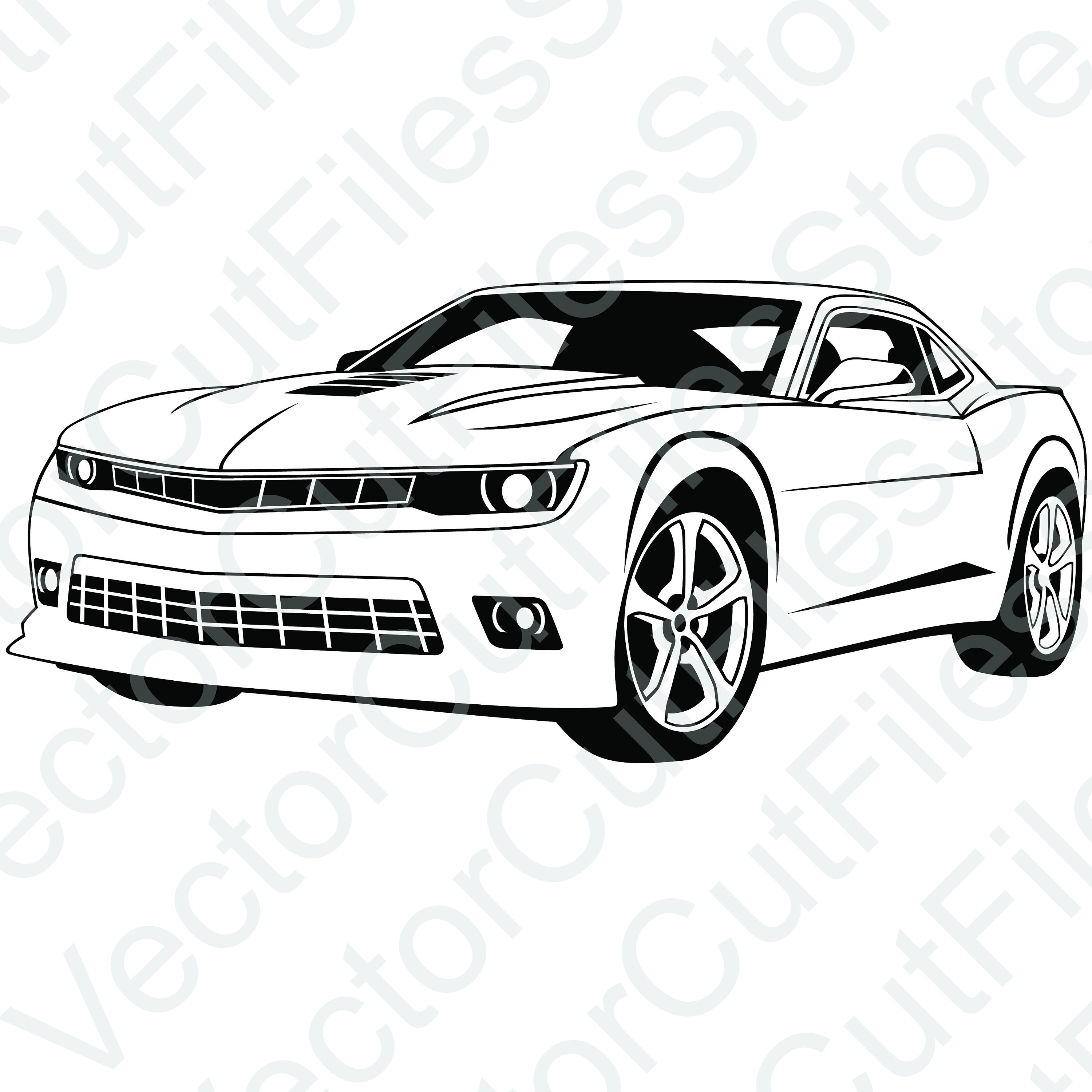 Chevrolet Camaro 2015 Angled View Vector Cut File - Etsy