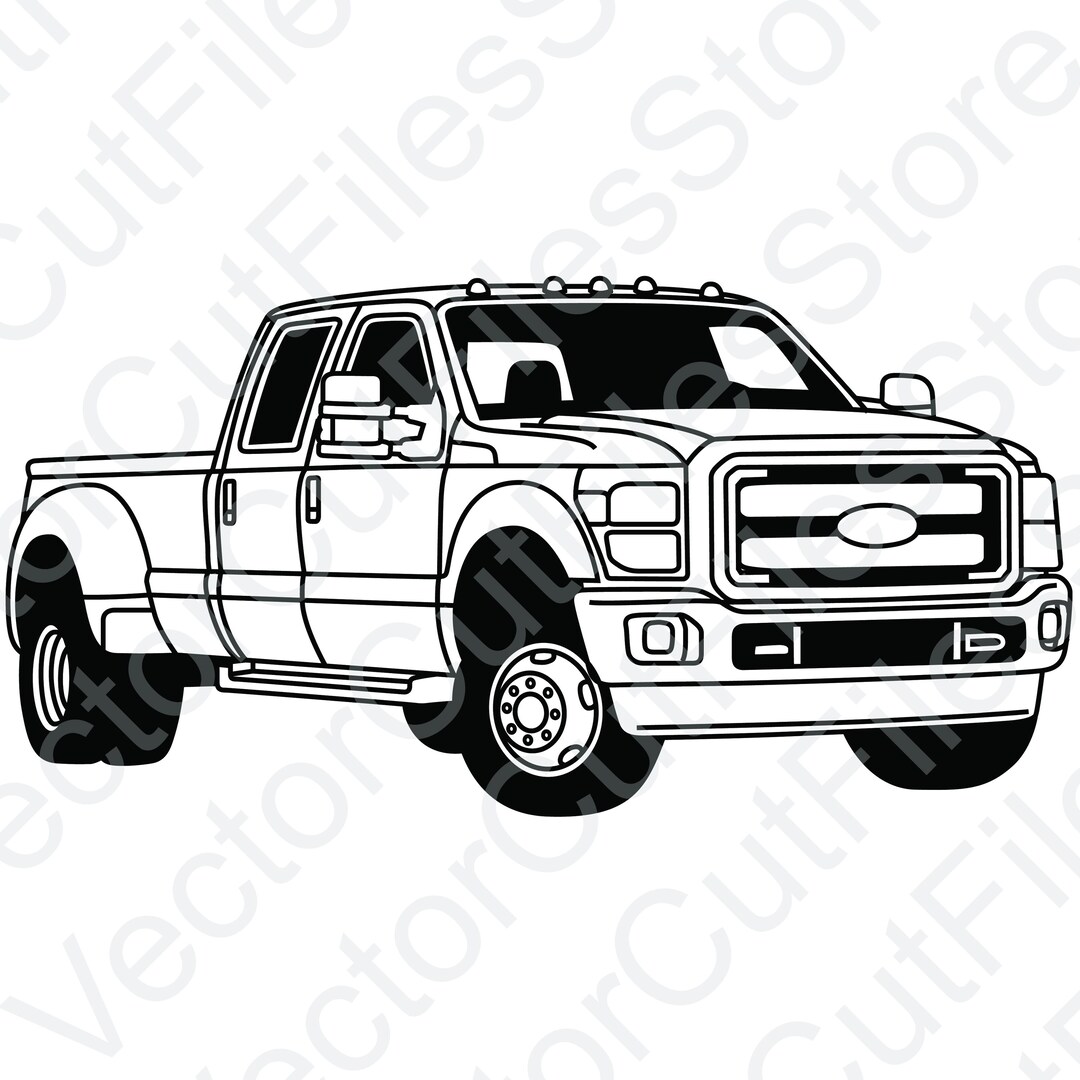 Ford F350 2016 Super Duty King Cab Angled View Vector Cut File - Etsy