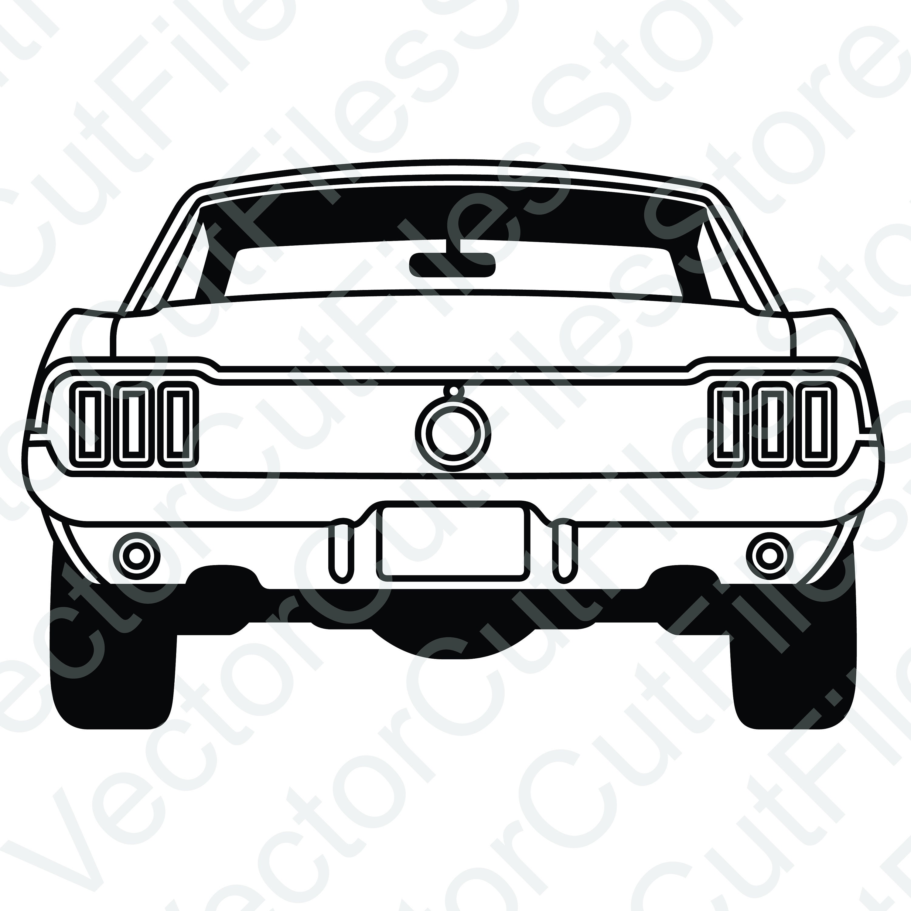 Ford Mustang 1967 Rear View Vector Cut File - Etsy