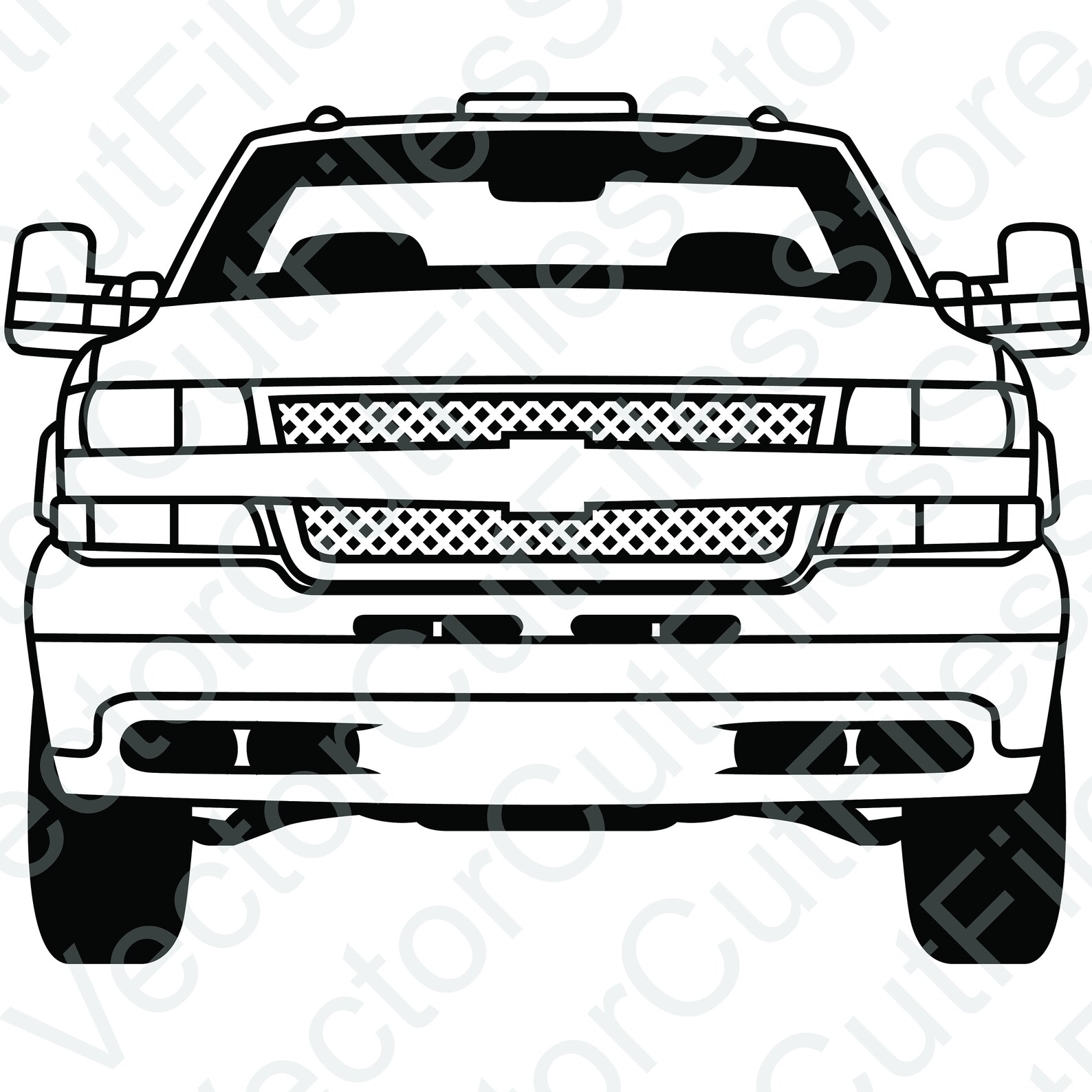 Chevy Silverado 2001 2500HD Front View Vector Cut File - Etsy