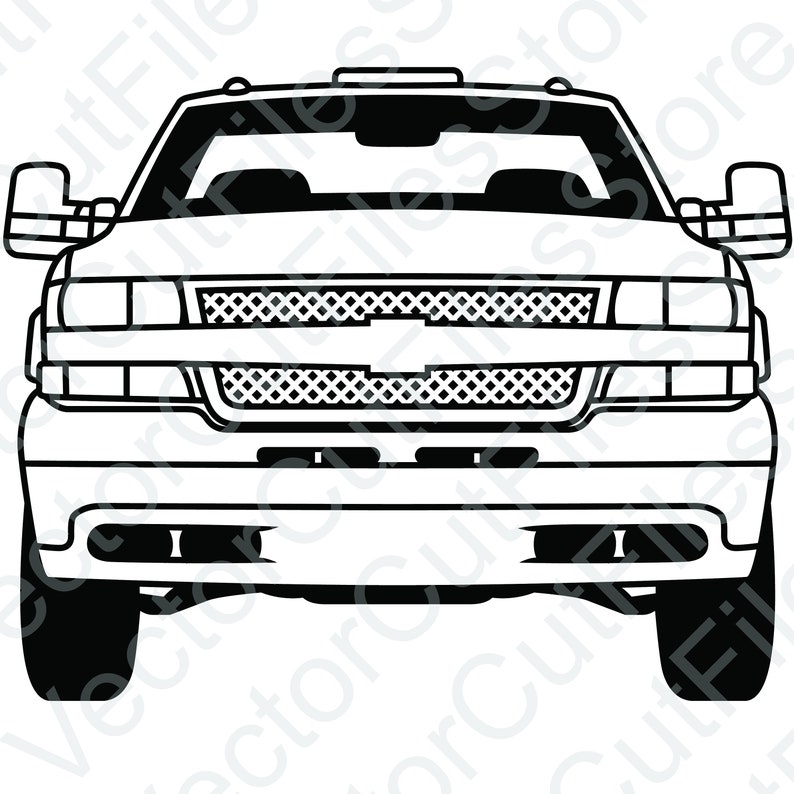 Chevy Silverado 2001 2500HD Front View Vector Cut File - Etsy
