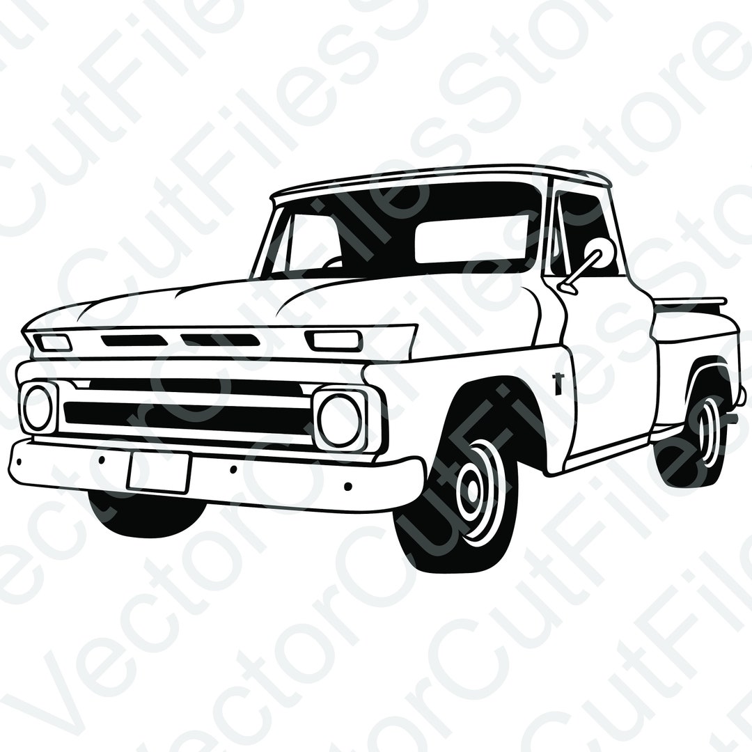 Chevrolet C10 Stepside 65 Angled Vector Cut File - Etsy