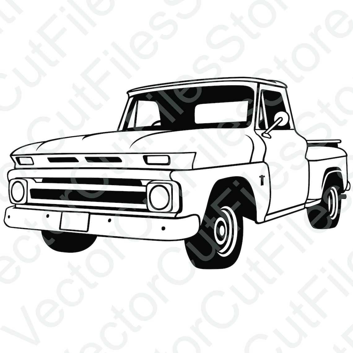 Chevrolet C10 Stepside 65 Angled Vector Cut File - Etsy