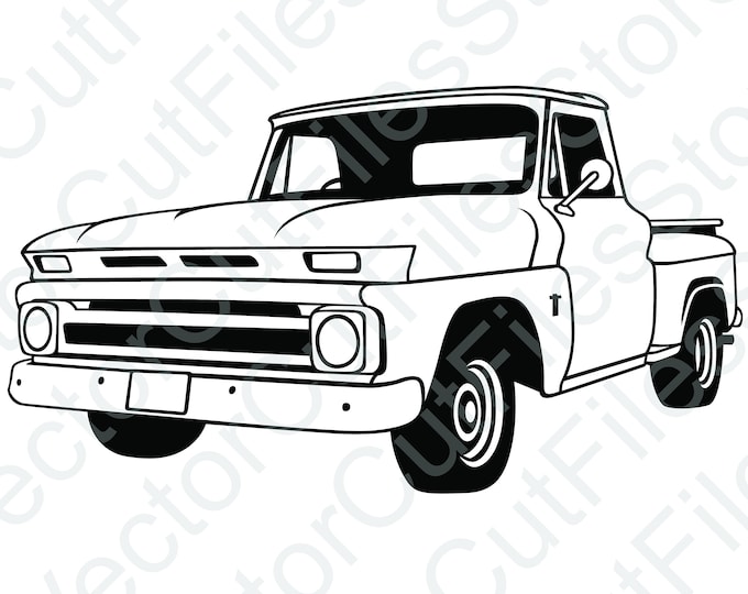 Chevrolet C10 Stepside 65 Angled Vector Cut File - Etsy