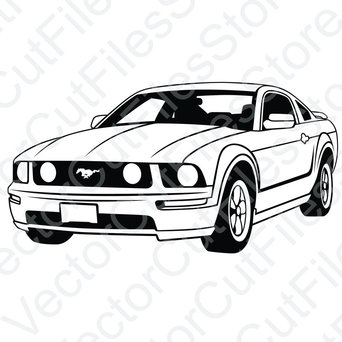 Ford Mustang 2005 Angled View Vector Cut File - Etsy