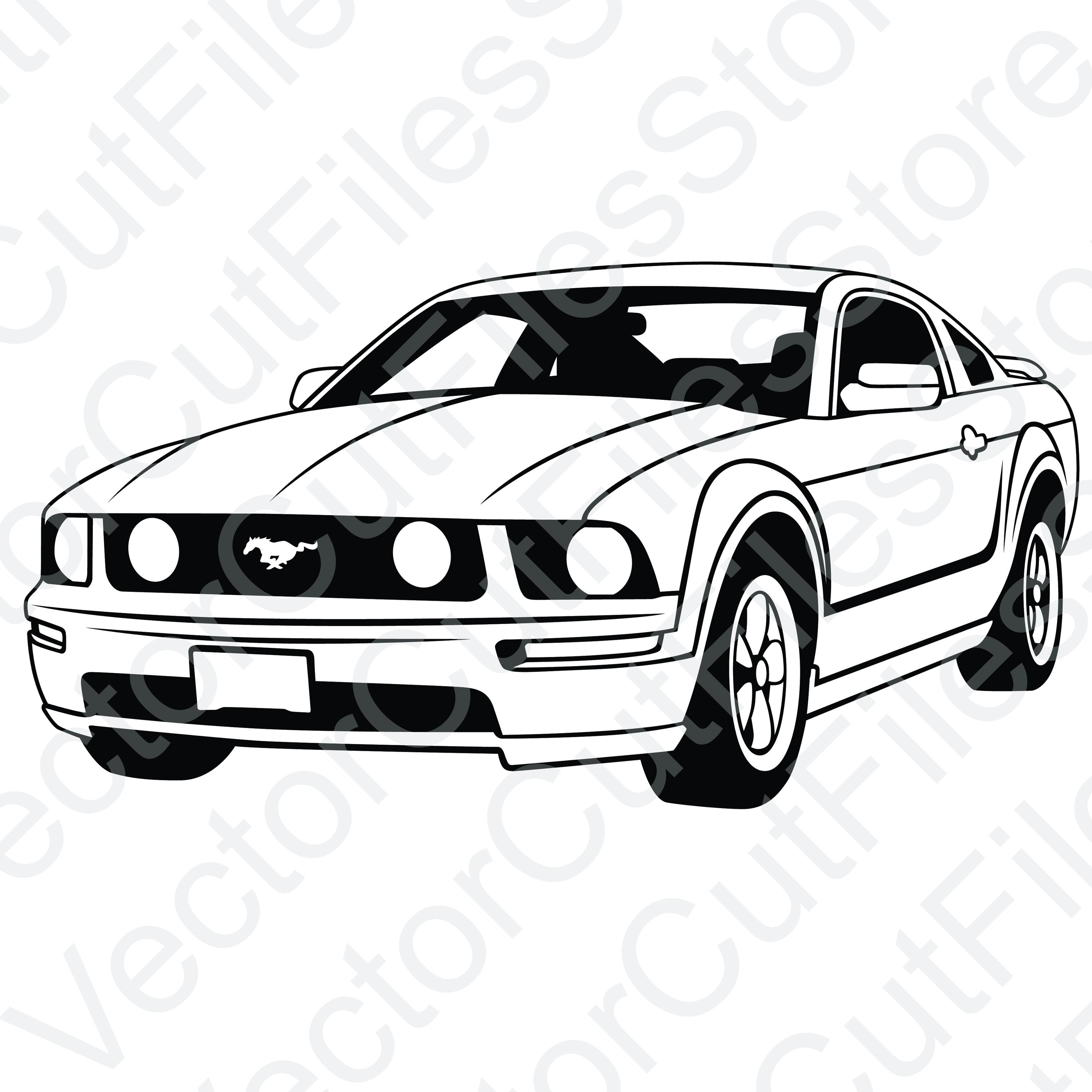 Ford Mustang 2005 Angled View Vector Cut File - Etsy
