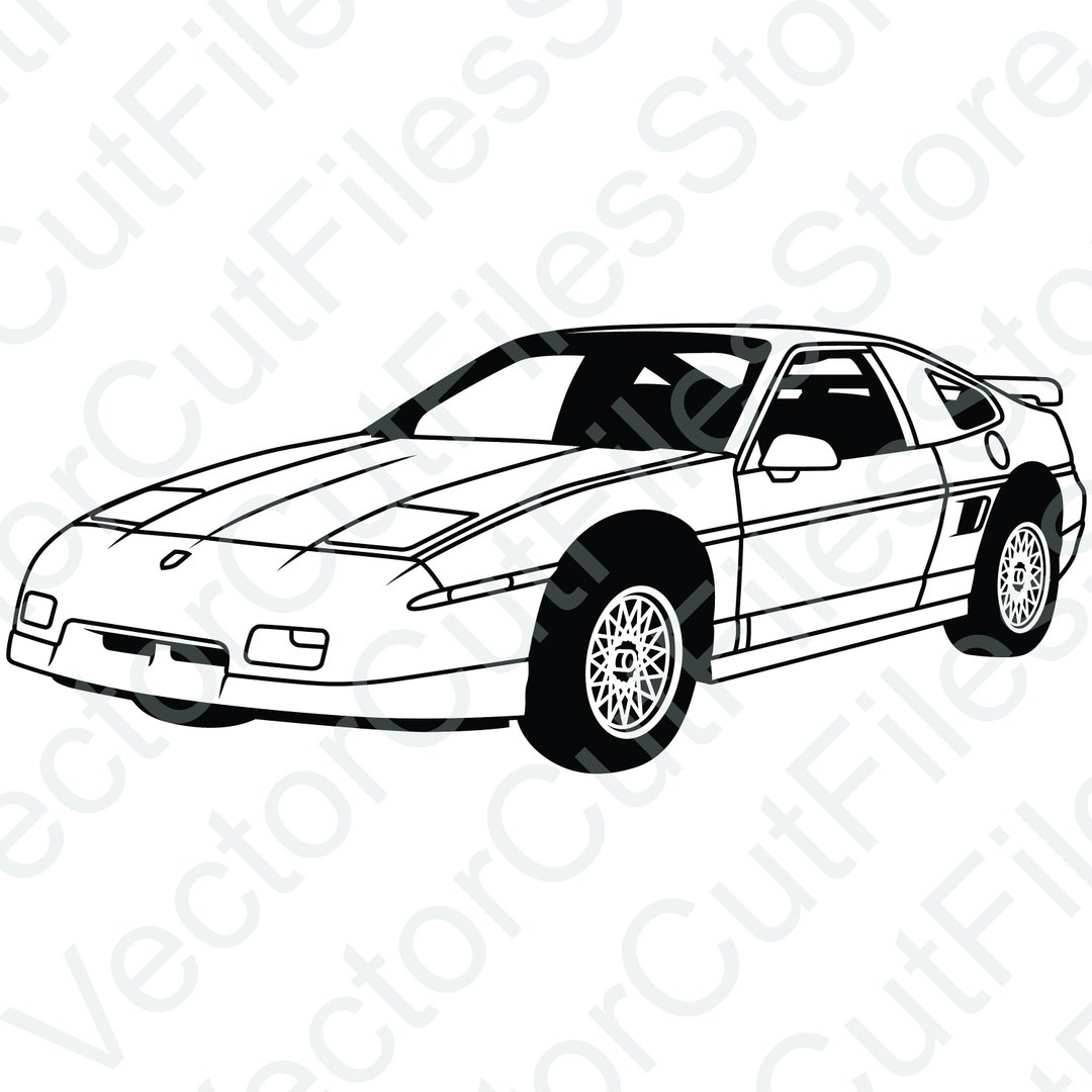 Pontiac Fiero GT 1987 Angled View Vector Cut File - Etsy
