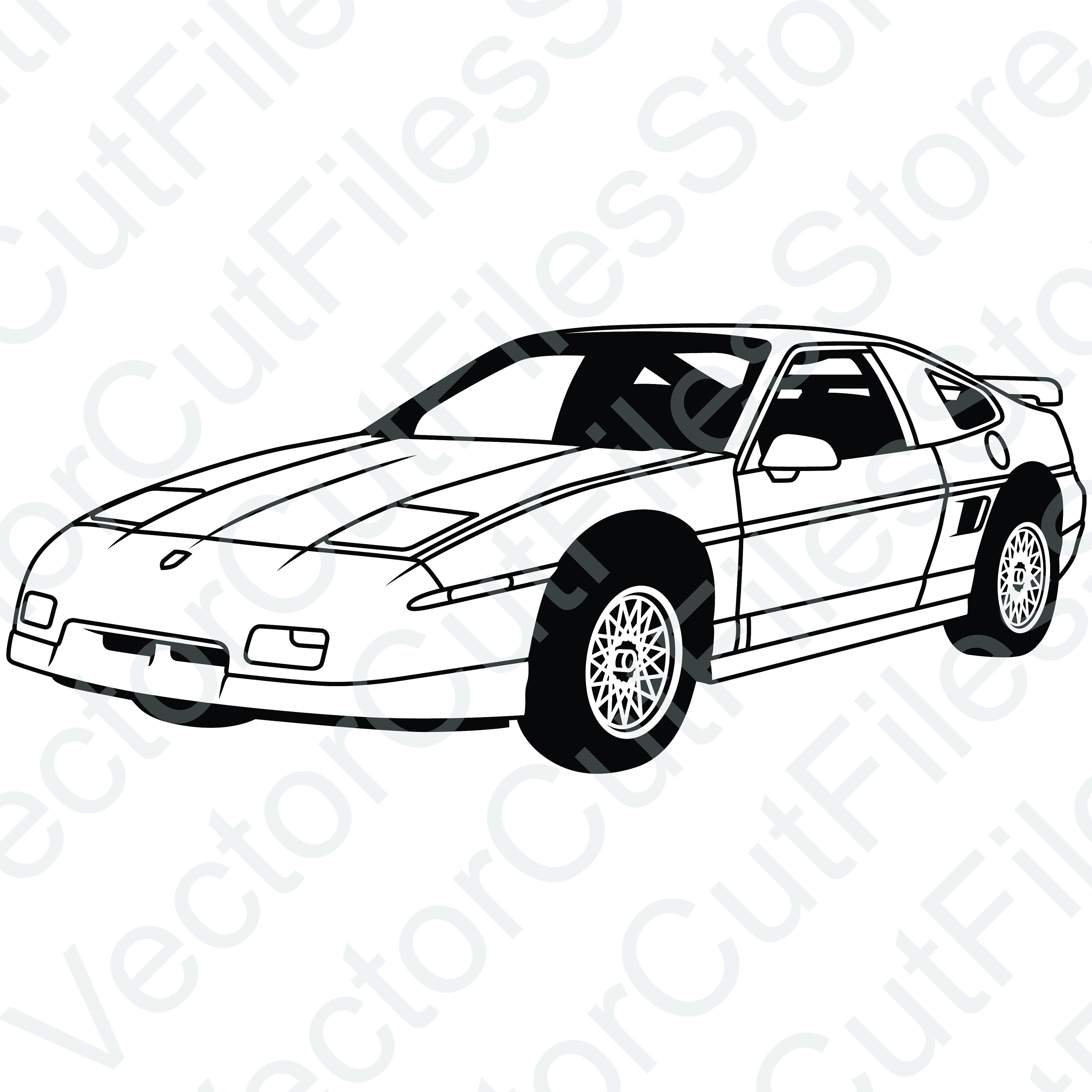 Pontiac Fiero GT 1987 Angled View Vector Cut File - Etsy