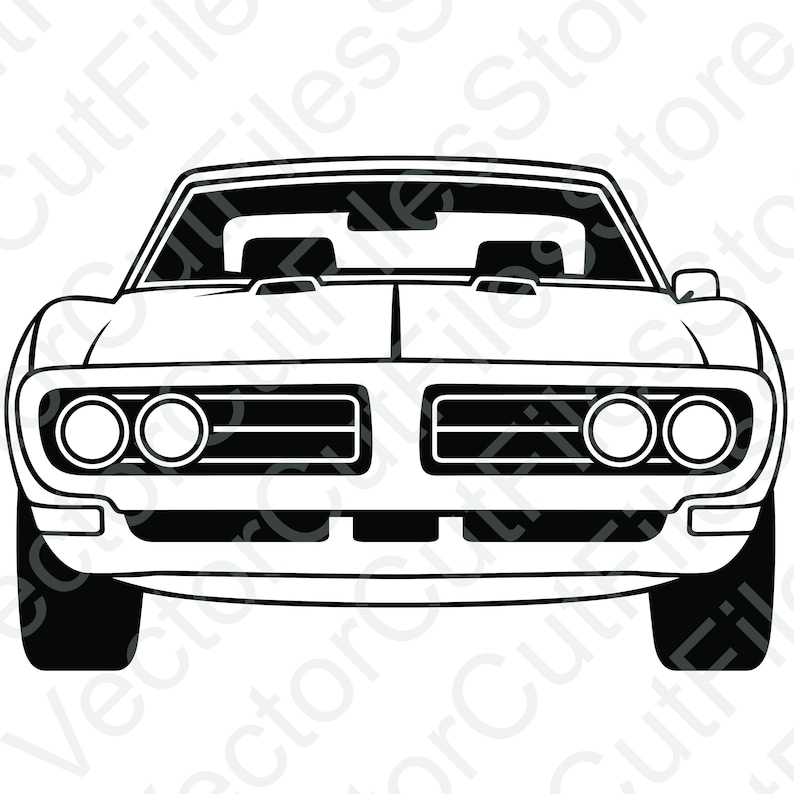 Pontiac Firebird 1968 Front View Vector Cut File - Etsy