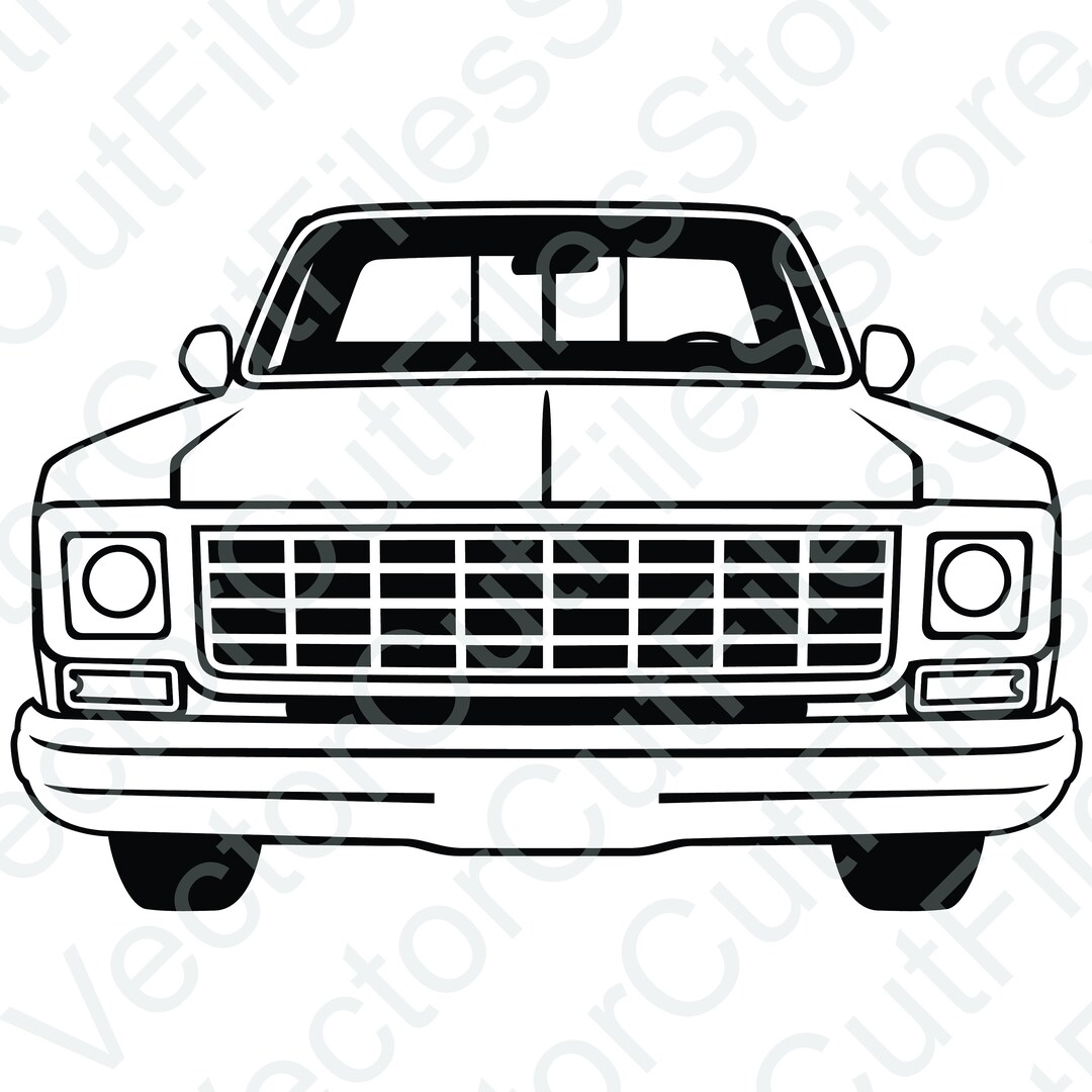 Chevrolet C10 1974 Fleetside Front View Vector Cut File - Etsy