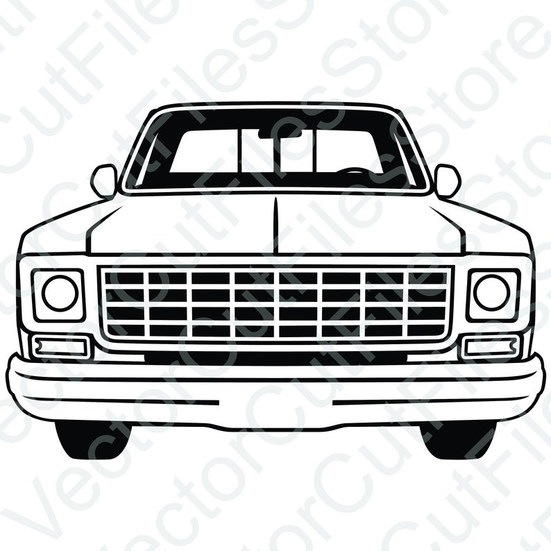 Chevrolet C10 1974 Fleetside Front View Vector Cut File - Etsy Canada