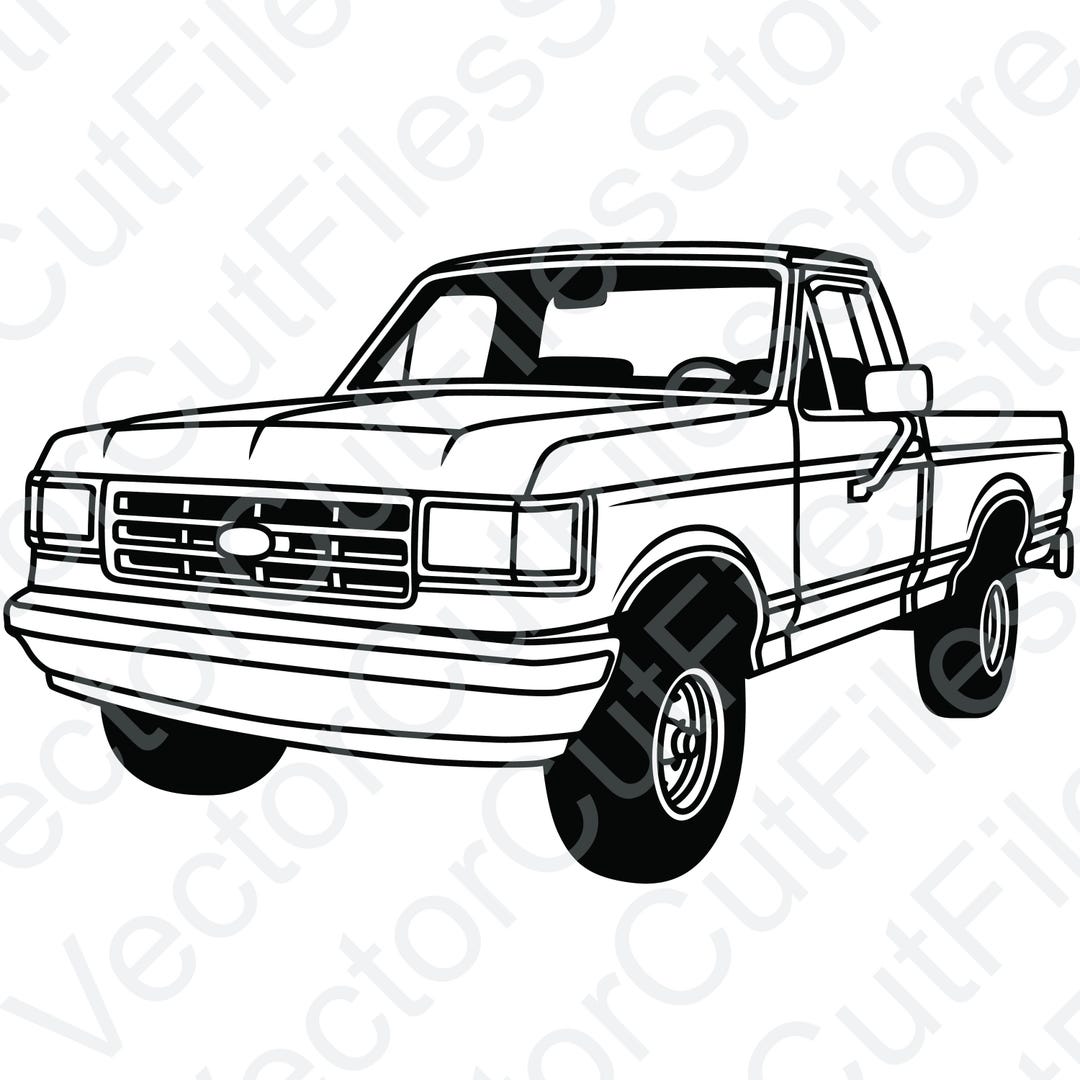 Ford F150 1988 Short Bed Angled View Vector Cut File - Etsy