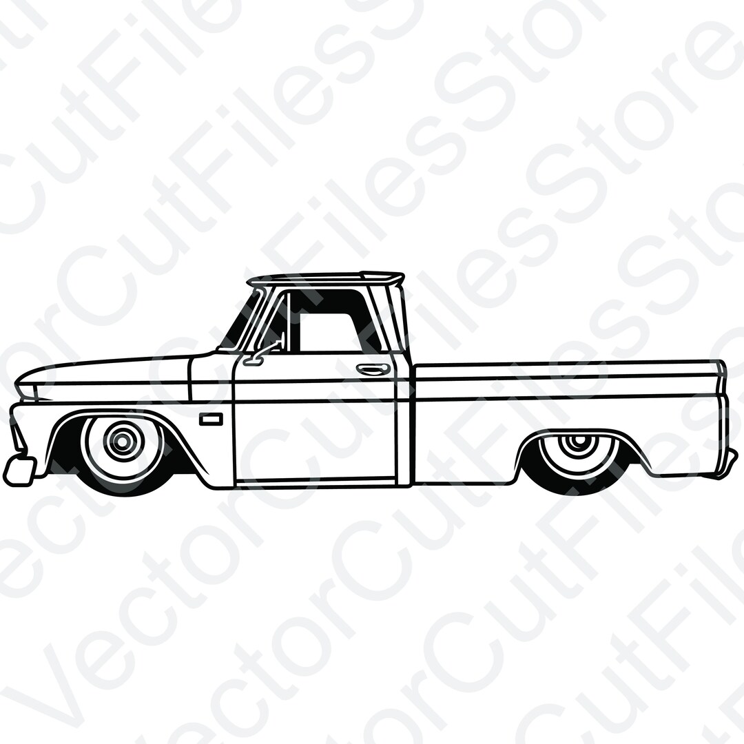 Chevrolet C10 1966 Slammed Side Vector Cut File - Etsy