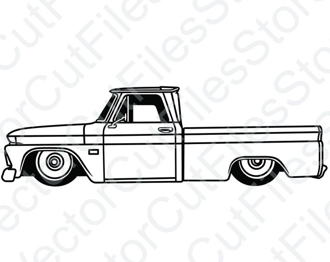 Chevrolet C10 1966 Slammed Side Vector Cut File - Etsy