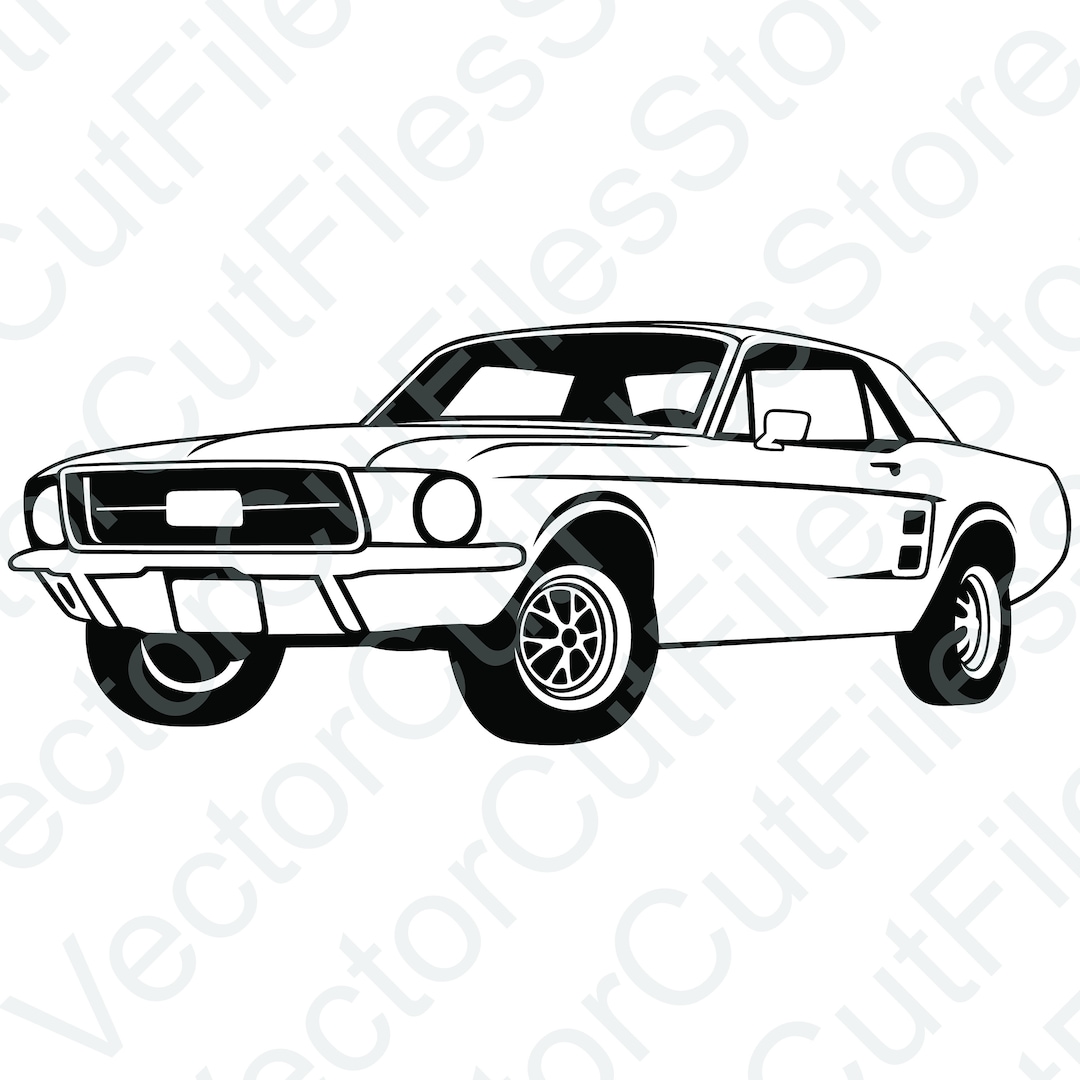 Ford Mustang 1967 Angled View Vector Cut File - Etsy
