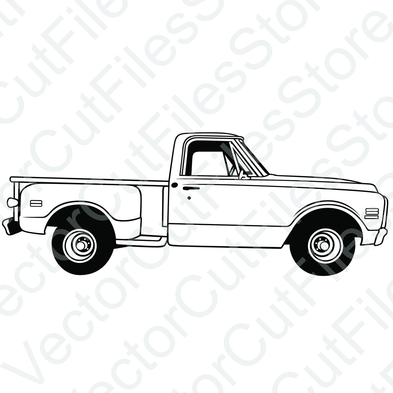 Chevrolet C10 1969 Stepside Side View Vector Cut File - Etsy