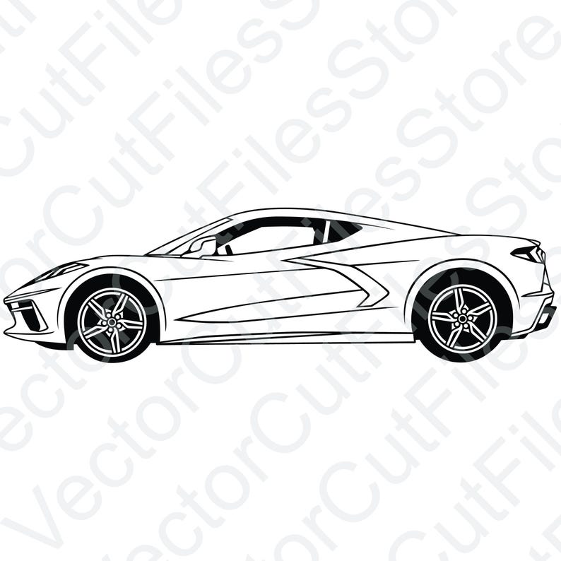 Chevrolet Corvette 2020 Side View Vector Cut File - Etsy