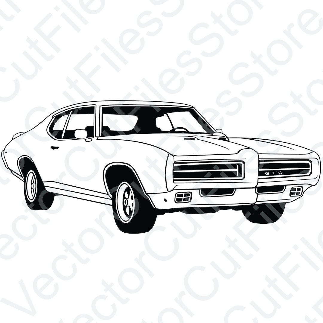 Pontiac GTO 1969 Angled View Vector Cut File - Etsy