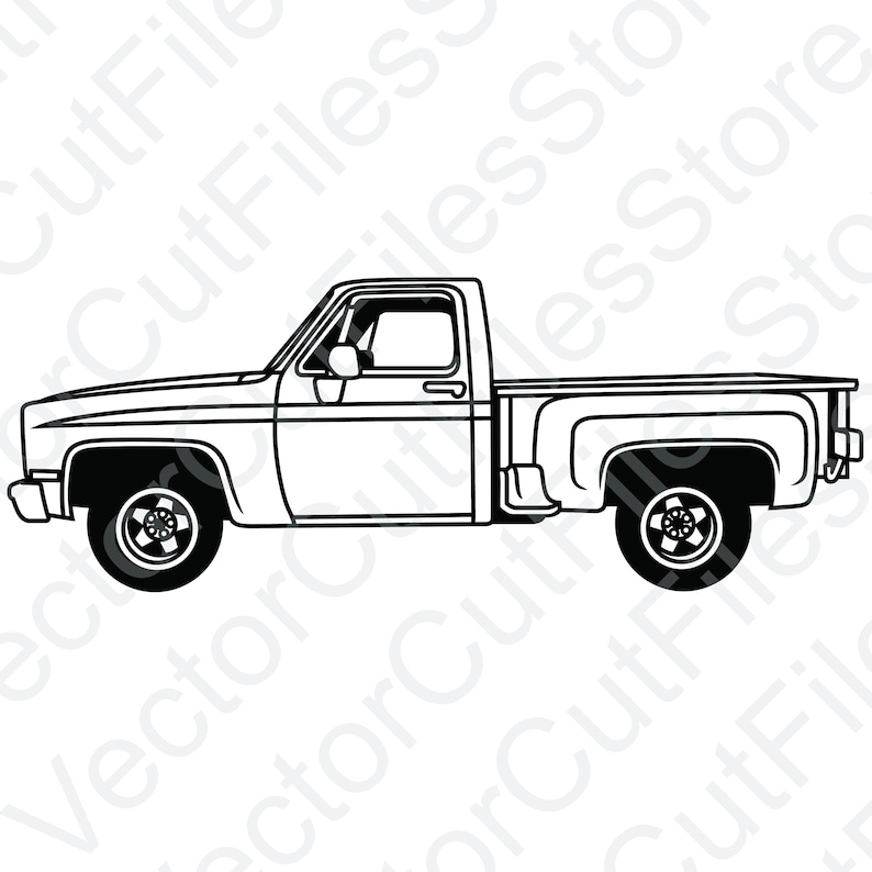 Chevrolet C10 1982 Side View Vector Cut File - Etsy