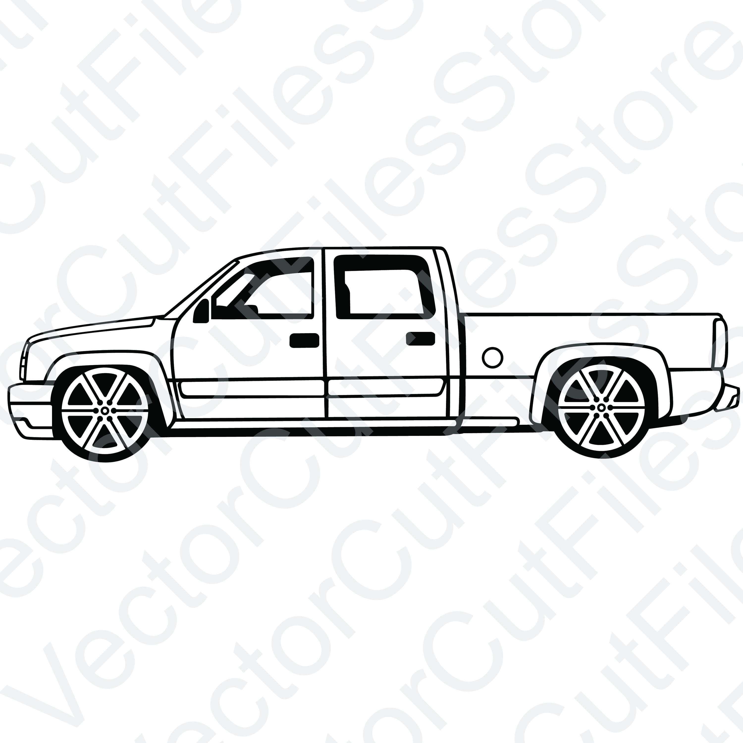 Chevrolet Silverado 2005 Lowered Side View Vector Cut File - Etsy