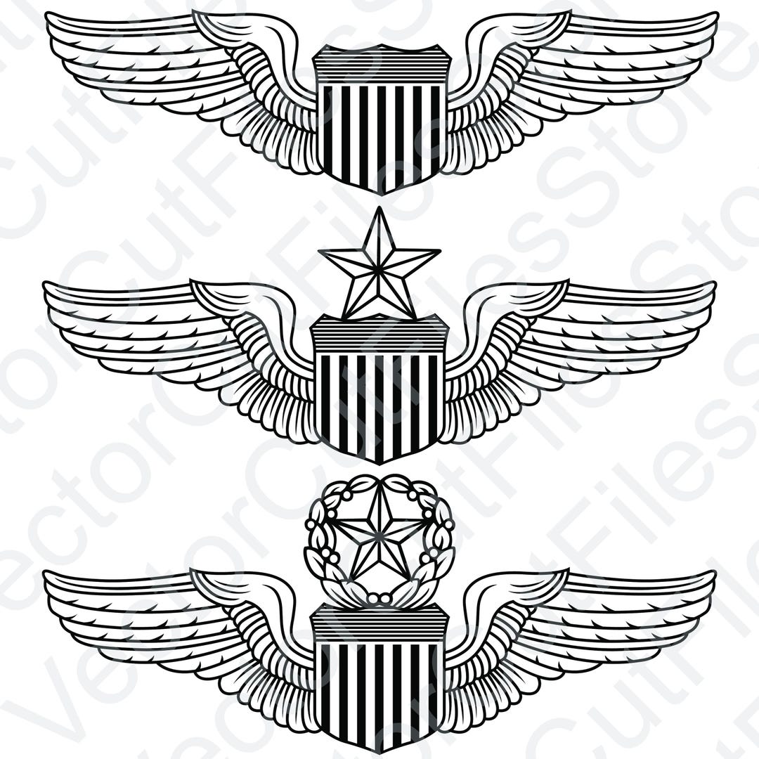 US Air Pilot Insignia Vector File - Etsy