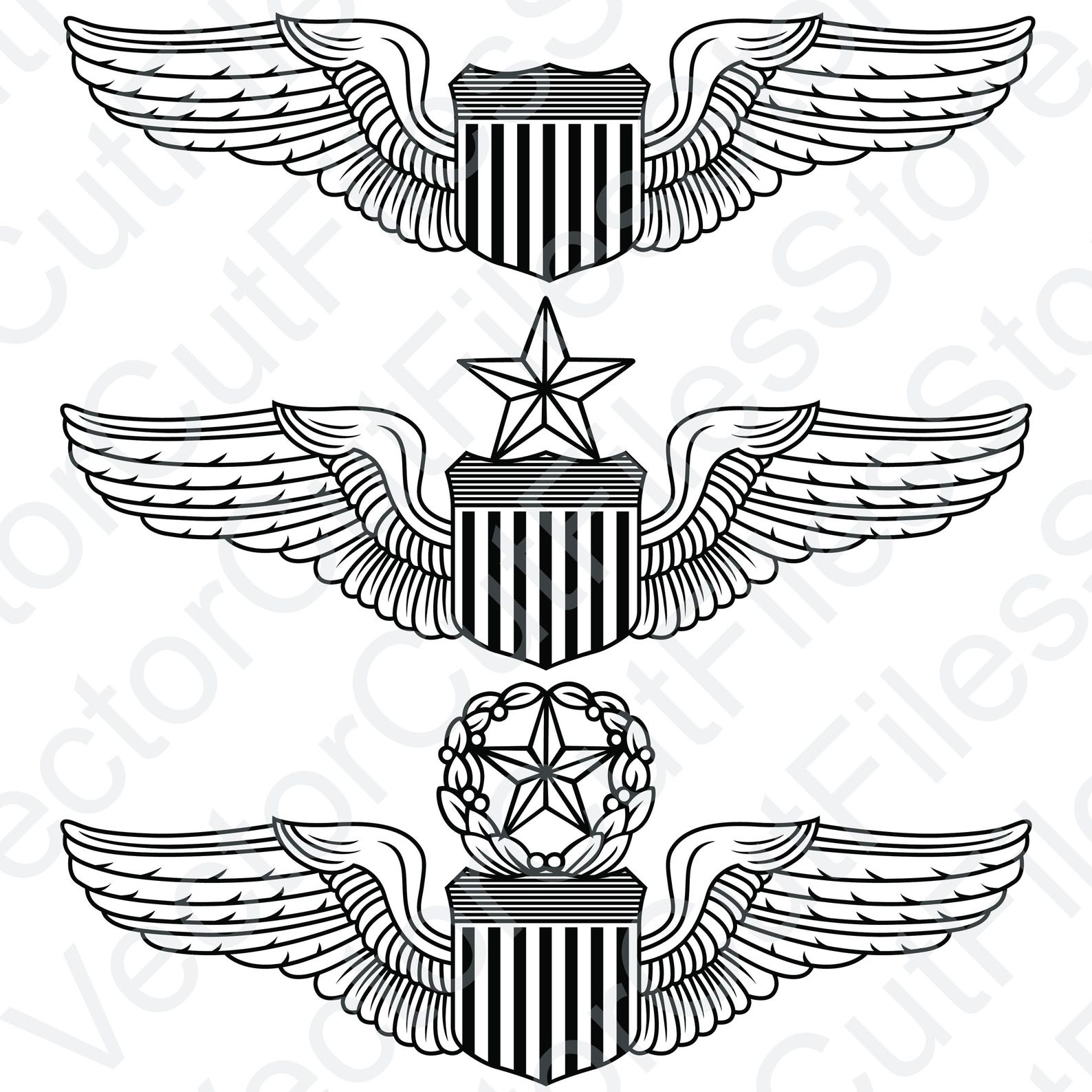 US Air Pilot Insignia Vector File - Etsy