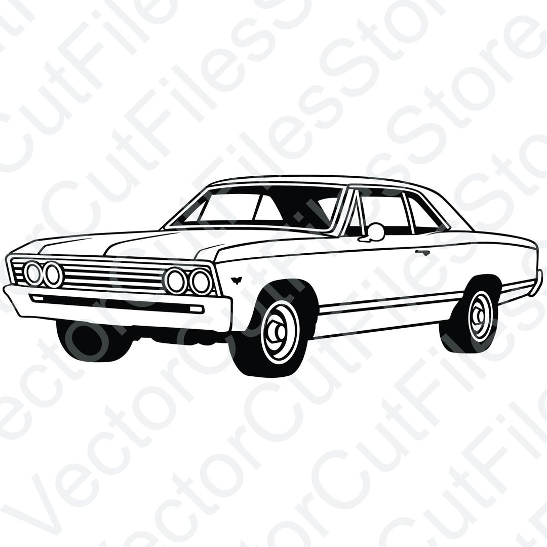 Chevrolet Chevelle 1967 Angled View Vector Cut File - Etsy