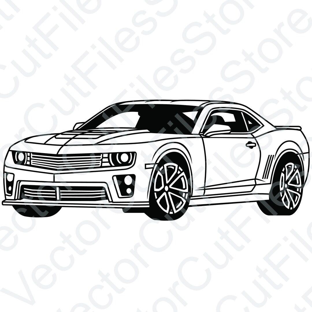 Chevrolet Camaro 2012 ZL1 Angled View Vector Cut File - Etsy