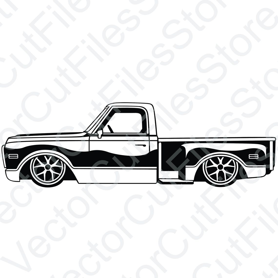 Chevrolet C10 1969 Stepside Slammed Side Vector Cut File - Etsy