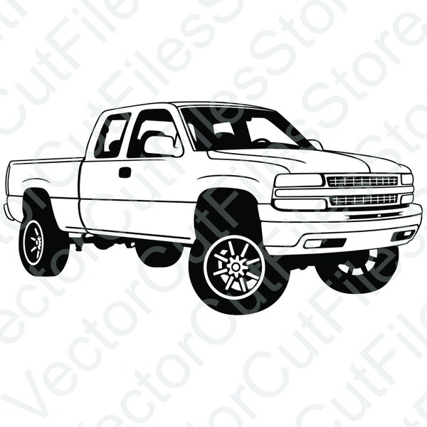 SVG Chevy Silverado K-1500 (2005) Silhouette Cut Files Designs, Clip ...