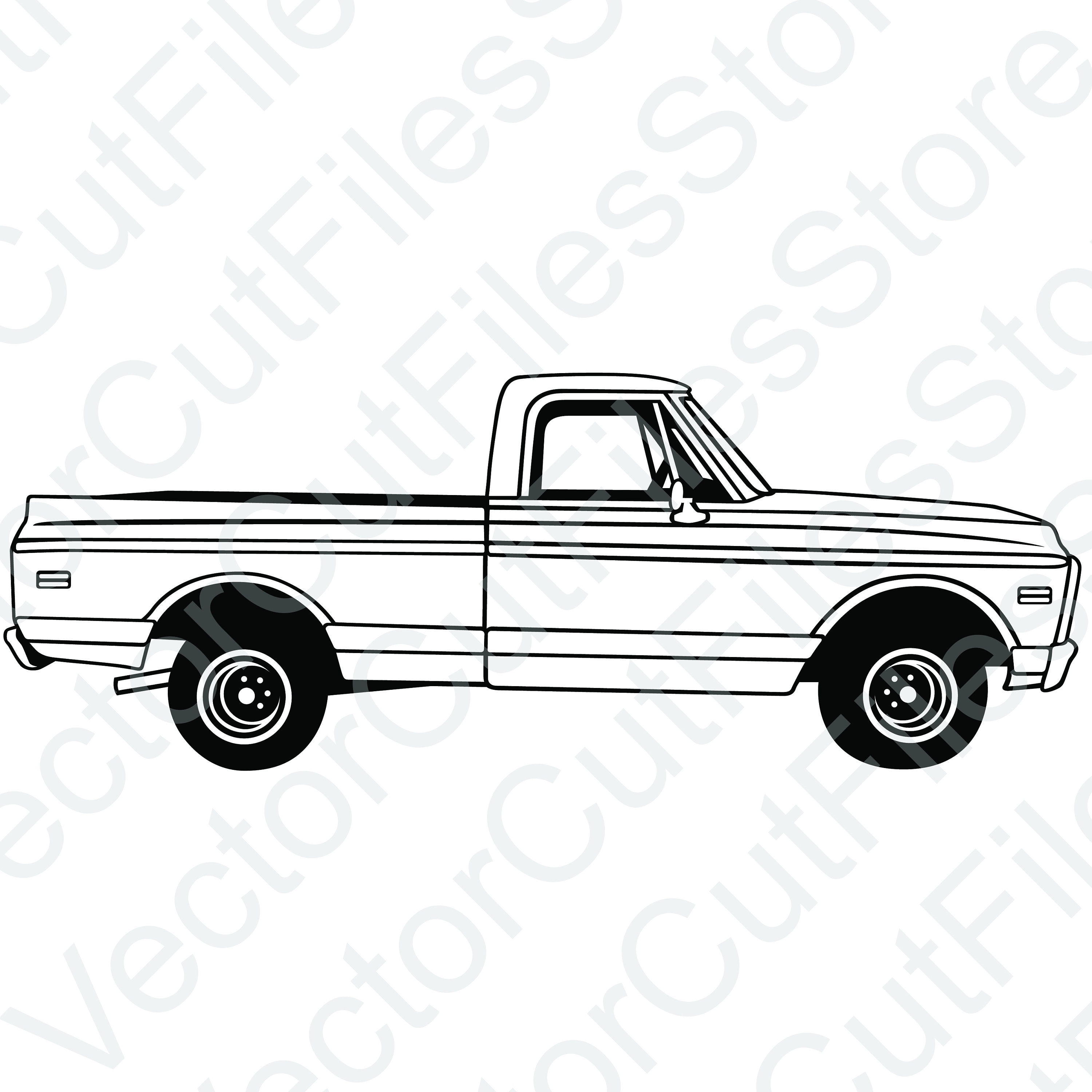 Chevrolet C10 1969 Fleetside Side View Vector Cut File - Etsy