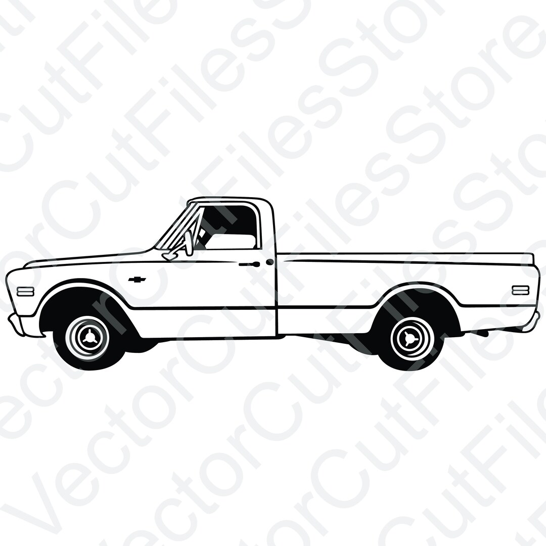 Chevrolet C10 1967 Side View Vector Cut File - Etsy