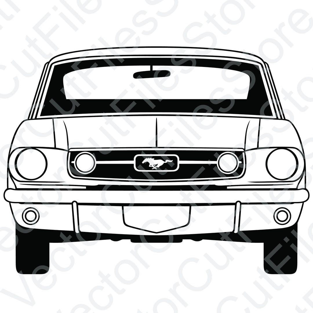 Ford Mustang 1966 Fastback Front View Vector Cut File - Etsy