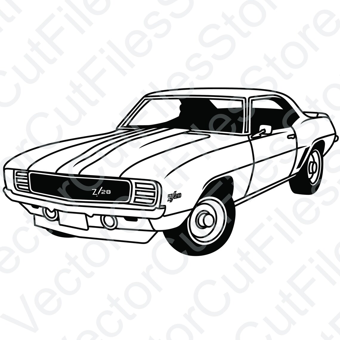 Chevrolet Camaro 1969 Z28 View Vector Cut File - Etsy