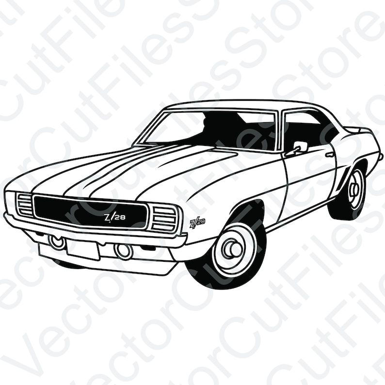 Chevrolet Camaro 1969 Z28 View Vector Cut File - Etsy