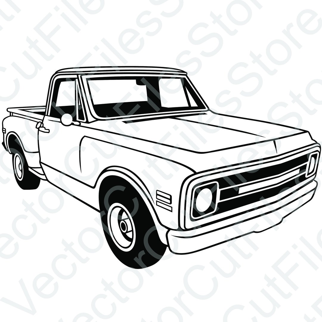 Chevrolet C10 1969 Stepside Angled View Vector Cut File - Etsy