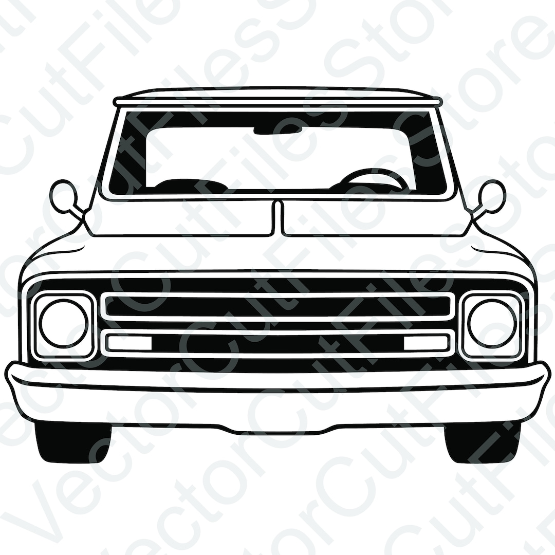 Chevrolet C10 2nd Generation 1967 Front View Vector Cut File - Etsy